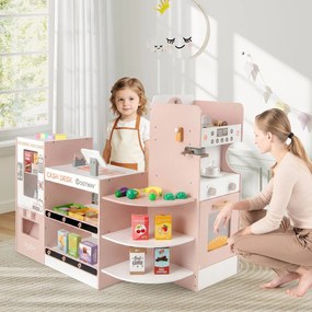 Costway Shop 30 TLG. Dřevěná prodejna s automatem a pokladnou a kávovarem