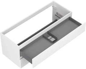 Mexen Rivel, koupelnová skříňka pod umyvadlo 120 cm, 2 zásuvky, drážkovaná, bílá matná, 91A20-12047-2-BFF01