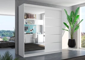Šatní skříň s posuvnými dveřmi Olivier - 200 cm Barva: dub Sonoma/Bílá
