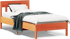 vidaXL Rám postele s čelem voskově 75 x 190 cm masivní borovice [842678] Barva: Hnědá