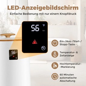 Costway Kbelíkový ohřívač ručníků do koupelny 18 L velký stropní ohřívač s LED