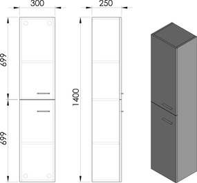 Aqualine ZOJA / KERAMIA FRESH 51155 vysoká skříňka 140 cm bílá