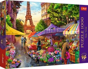 TREFL PUZZLE PREMIUM Čas na čaj Květinový trh Paříž 69x48cm 1000 dílků tr10799