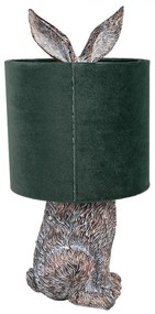 Hnědo-bílá stolní lampa králík s tmavě zeleným stínidlem Konijn – 20x43 cm