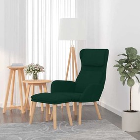 Relaxační křeslo se stoličkou tmavě zelené samet 3097822