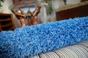 Kulatý koberec SHAGGY Hiza 5cm modrý