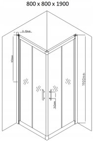 Sprchový kout MAXMAX MEXEN RIO stripe - 80x80 cm, 860-080-080-01-20