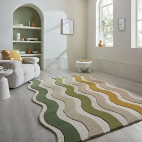 Zelený/v přírodní barvě ručně tkaný vlněný koberec 200x290 cm Cascade Wool – Flair Rugs