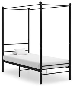 vidaXL Rám postele s nebesy černý kovový 100 x 200 cm