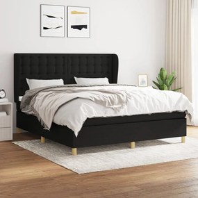 Box spring postel s matrací černá 140 x 190 cm textil