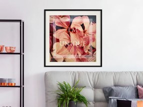 Plakát Jsem jedinečný (čtverec) - barevné květiny a ozdobný bílý nápis v rámu