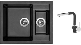 Set Sinks CRYSTAL 615.1 Metalblack + baterie Sinks MIX 3 P Metalblack