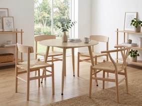 Kulatý jídelní stůl NELVO 90 cm, travertine/kašmír