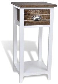 Noční stolek s 1 zásuvkou hnědý a bílý - Default Title
