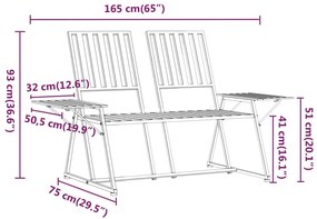 2místná zahradní lavice 165 cm černá ocel,  318819