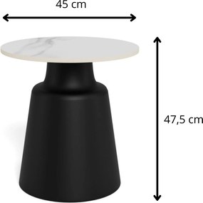 Konferenční stolek Santorini 45 cm černý/mramorově bílý