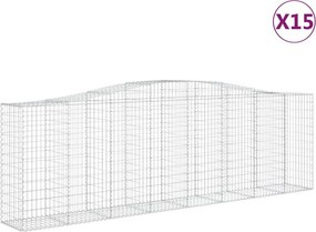 Klenuté gabionové koše 15ks 400x50x120/140cm pozinkované železo 3145978