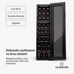 Klarstein Shiraz 27 Duo, vinotéka, 2 zóny, 83 l/27 lahví, 5-18 / 5-18 °C, dotykové ovládání