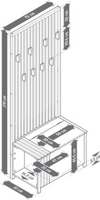 Tchibo - Předsíňová stěna s lavicí v lamelovém vzhledu - barva: hnědá
