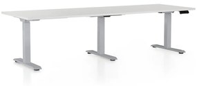 Výškově nastavitelný stůl OfficeTech Long, 240 x 80 cm, šedá podnož, světle šedá