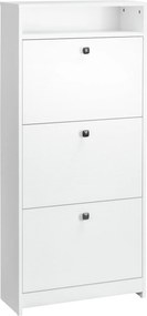 HOMCOM Botník s 3 sklápěcími přihrádkami (18 párů bot) a 1 úložnou policí z dřevotřísky, bílý, 60x24x132cm | Aosom