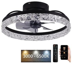 NEDES LED Stmívatelné stropní svítidlo s ventilátorem LED/35W/230V 3000-6500K černá+DO JF1301/B