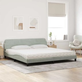 Postel s matrací Dover světle šedá 200 x 200 cm samet 3208471