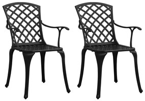 315572 vidaXL Zahradní židle 2 ks litý hliník černé
