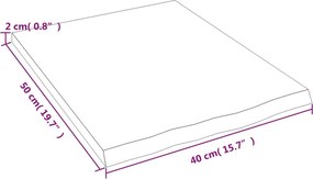 Koupelnová deska světle hnědá 40 x 50 x 2 cm ošetřený masiv 3156095