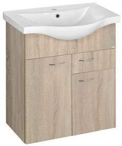 Aqualine KERAMIA FRESH umyvadlová skříňka, 1 zásuvka, 60,6x74x34cm, dub platin - 50066