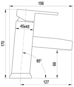 Aqualine, CANTINO stojánková umyvadlová baterie se žlábkem, chrom, 1126-06