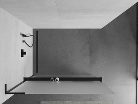 Mexen Kioto+ L, sprchová zástěna Walk-In s poličkou a věšákem 100 x 200 cm, 8mm sklo námraza, černý profil, 800-100-123-70-30