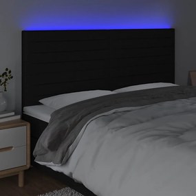 Čelo postele s LED černé 160x5x118/128 cm textil 3122572