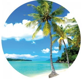 Samolepicí fototapeta Palmy na pláži 70x70 cm CR3205 Palms on Beach / kruhové samolepicí vliesové dekorace La Form (ø 70 cm) AG Design
