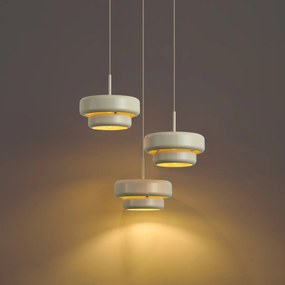 Retro závěsná lampa béžová se 3 kovovými stínidly - Ophelia