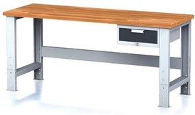 Alfa 3 Nastavitelný dílenský stůl MECHANIC I ,závěsný box na nářadí, 1 zásuvka,2000x700x700-1055 mm, antracitové dveře