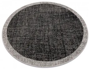 Koberec SIZAL FLOORLUX kruh 20401 Ramka černý / stříbrný