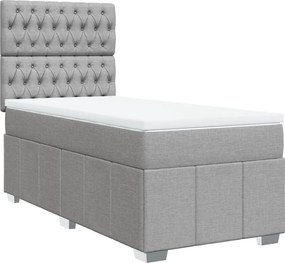Box spring postel s matrací světle šedý 100 x 200 cm textil 3291586