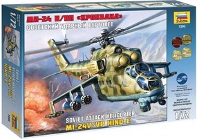 Plastikový model model kit vrtulník 7293 - mil mi-24v/vp hind e