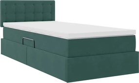 Postel s úložným prostorem Tmavě zelená 100 x 200 cm samet 3370860