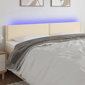 Čelo Postele S Led Krémové Textil Krémová 180 x 5 x 78/88 cm