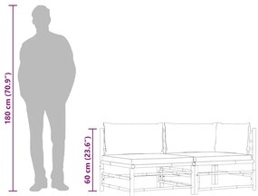 vidaXL Marketos 2dílná zahradní sedací souprava s tmavě šedými poduškami bambus