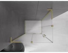 Mexen Velar L Duo, sprchový kout s posuvnými dveřmi 90 x 80 cm, 8mm sklo námraza, zlatá matná, 871-090-080-02-33-55