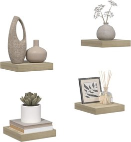 Plovoucí nástěnné police 4 ks dub 23 x 23,5 x 3,8 cm MDF 323867