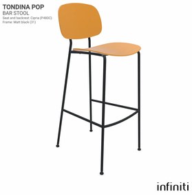 Barová židle Tondina Pop Barva kovové konstrukce: Matt black 31, Barva sedáku a opěradla z recyklovaného plastu: Peach IR1034
