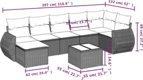 8dílná zahradní sedací souprava s poduškami šedá polyratan 3254027