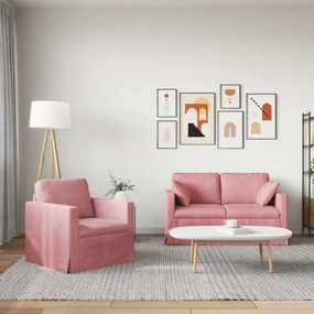 Set pohovek 2 ks Růžová samet 3407511