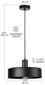 Lustr na lanku ARCANE 1xE27/60W/230V černá