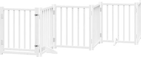 Zábrana pro psy s dvířky skládací 12 panelů bílá 600 cm topol 3155704
