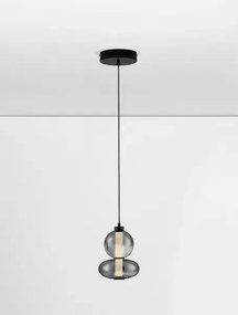 LED stmívatelný černo-šedý moderní lustr Bally